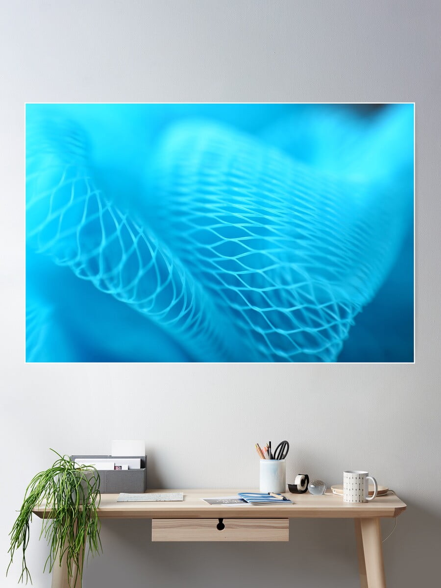 Abstract Blue Macro Net Background Poster Wall Art, Modern Wall Decor ...