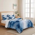 Abstract Blue Marble Texture 3 Pieces Quilt Set,1 Quilt with 2 Shams ...