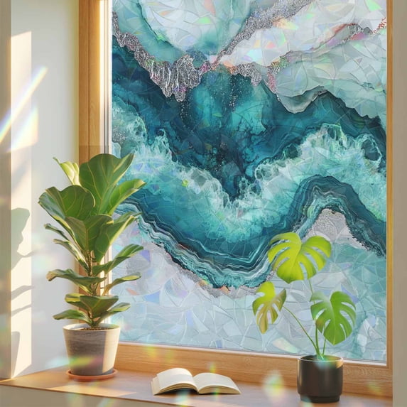 Abstract Blue Marble Texture Window Privacy Film, Rainbow Film ...