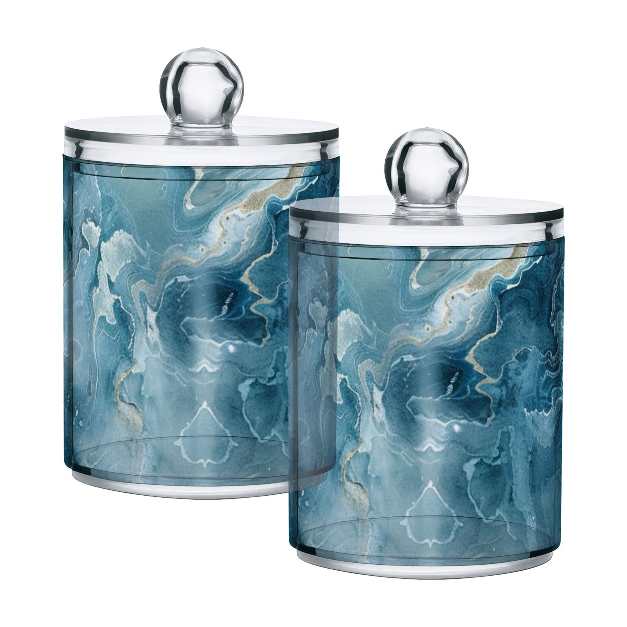 Abstract Blue Marble Translucent Plastic Cans Storage Canisters with ...