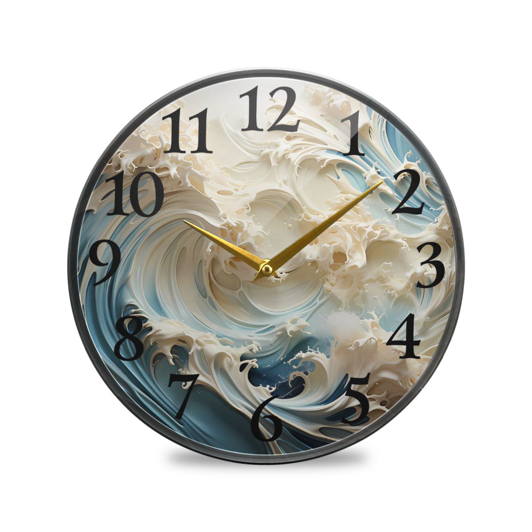 Abstract Blue Marble Wall Clocks Battery Operated 9.5 Inch Round Clock ...