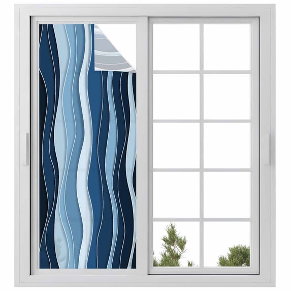 Abstract Blue Moire Window Privacy Film, Gradient Coastal Ocean ...