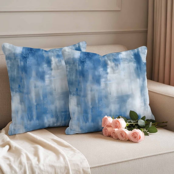 Abstract Blue Mottled Texture Waterproof Throw Pillow Covers Set of 2 ...