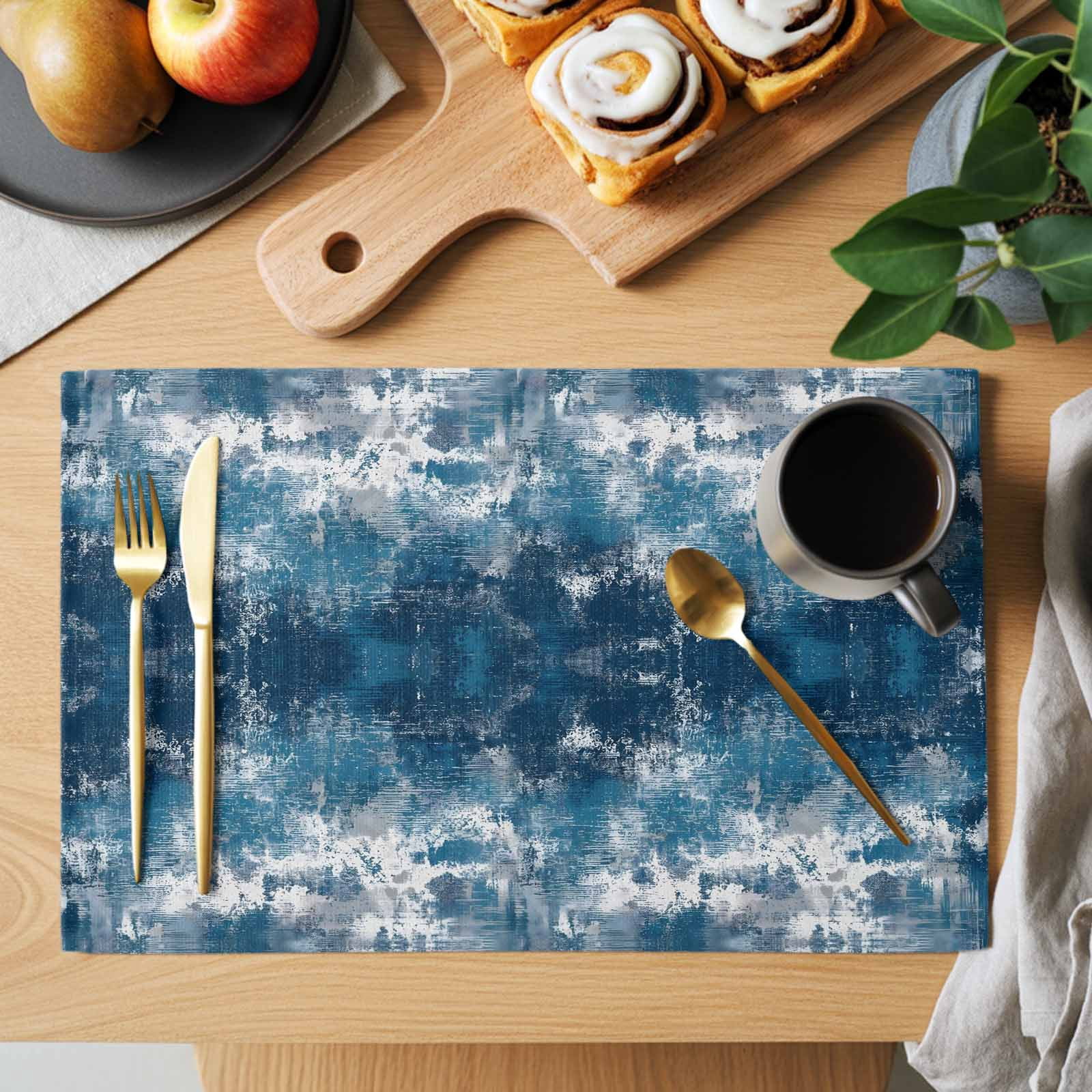 Abstract Blue Ocean Placemats Set of 8, Country Vintage Nautical ...