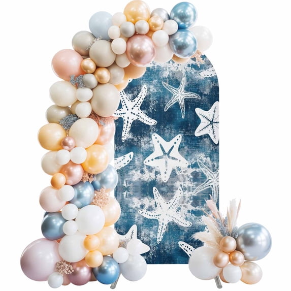 Abstract Blue Ocean Starfish Arch Backdrop Cover 7.2 FT Vintage ...