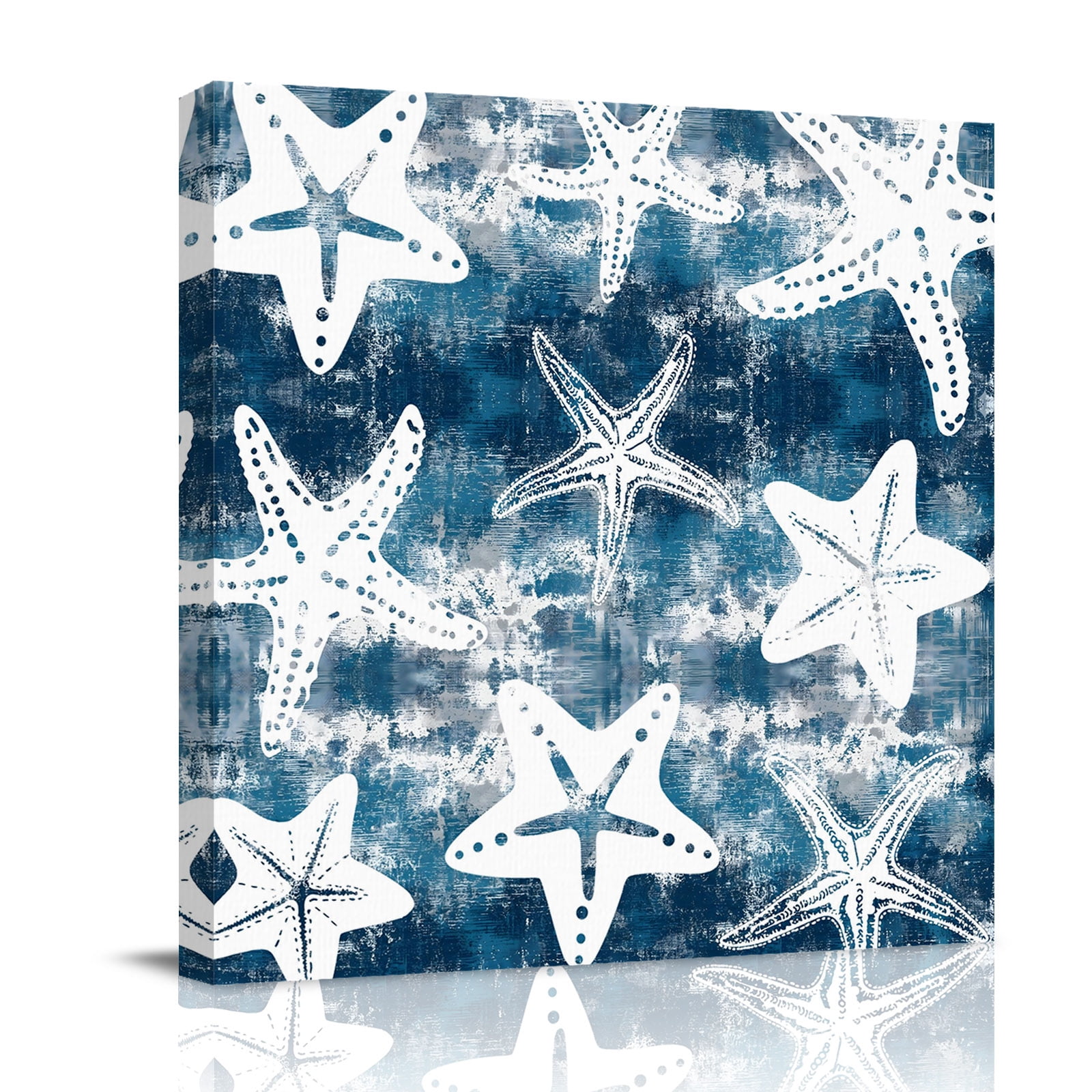 Abstract Blue Ocean Starfish Canvas Wall Art for Living Room, Vintage ...