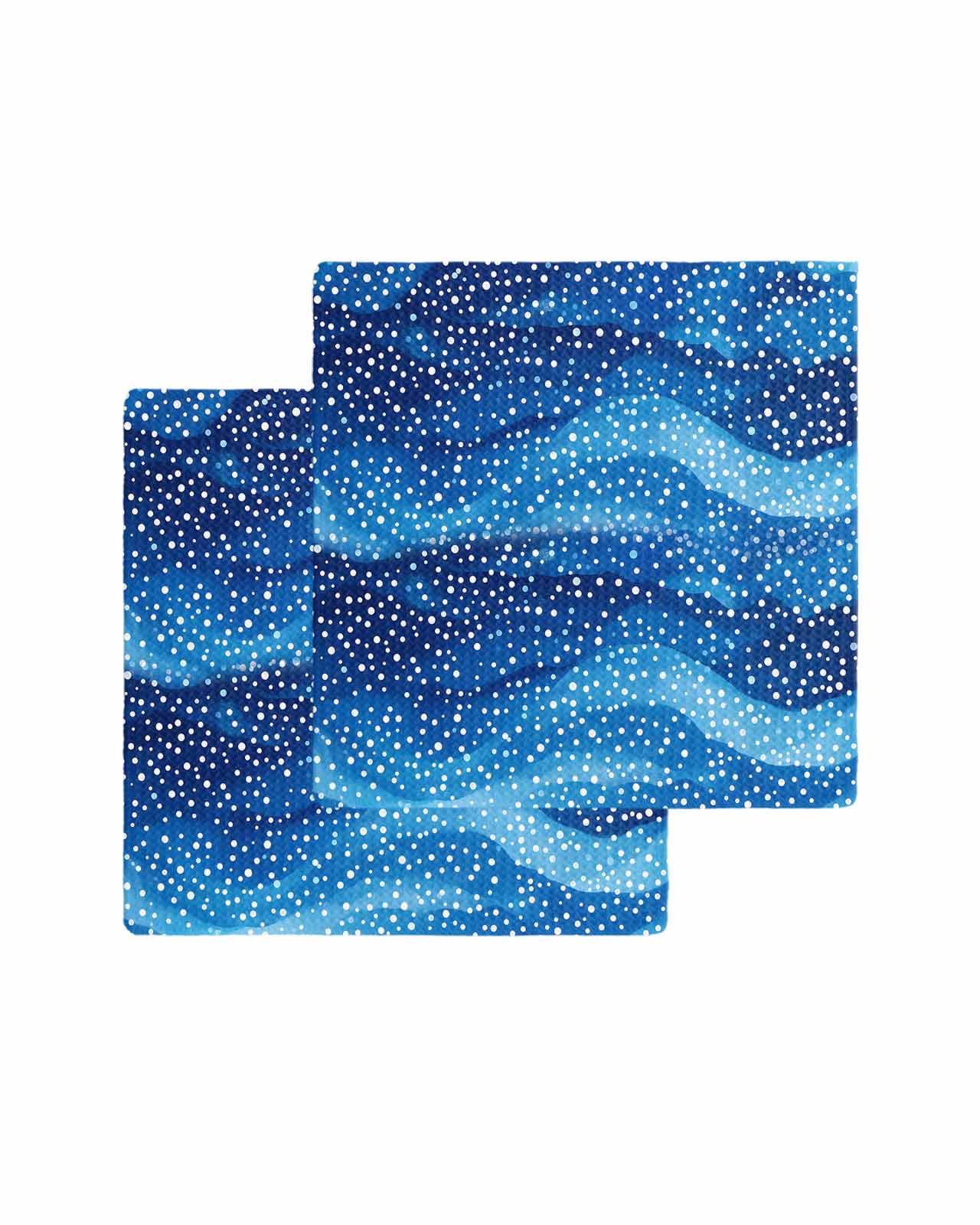 Abstract Blue Ocean Waves Kitchen Dish Towels for Drying Dishes Set of 2, Wave Point Natural ...