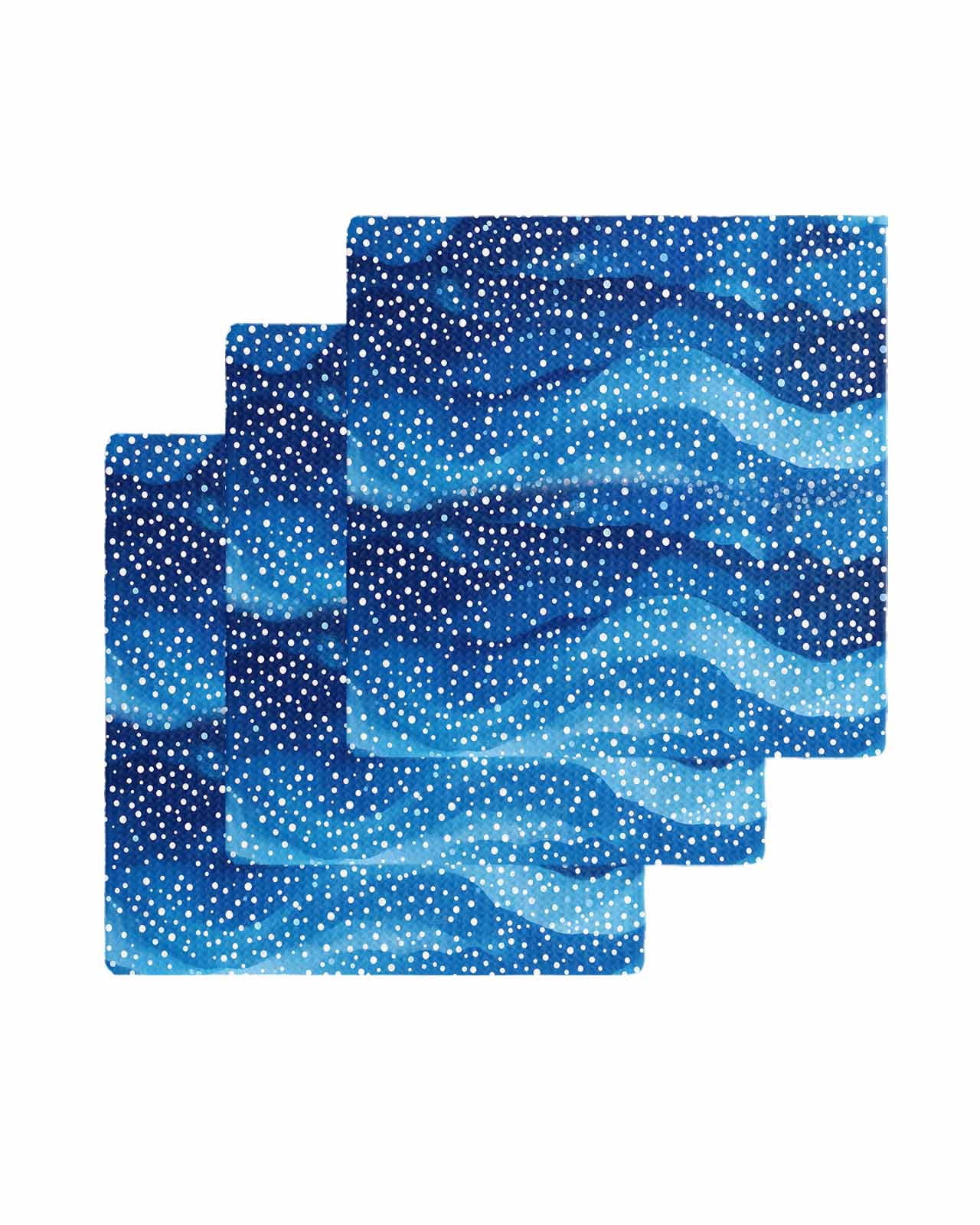 Abstract Blue Ocean Waves Kitchen Dish Towels for Drying Dishes Set of ...