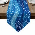 Abstract Blue Ocean Waves Table Runner Linen Burlap Table Runner 120 ...