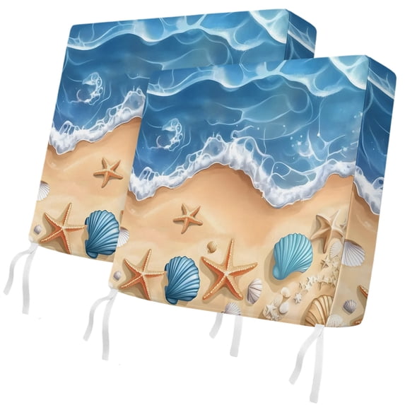 Abstract Blue Outdoor Cushion Covers, Beach Starfish Seashell Sand ...