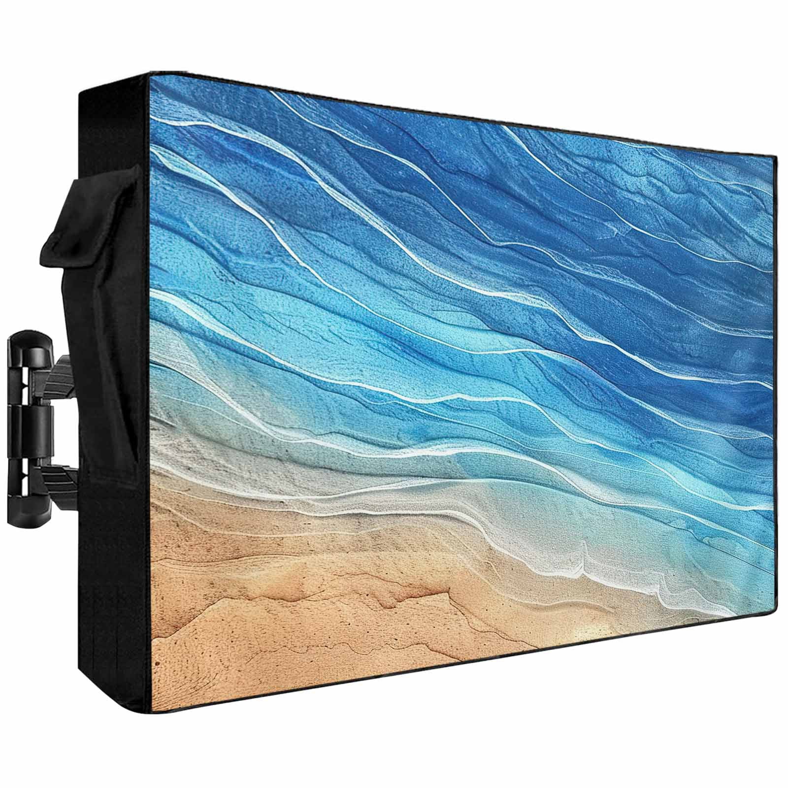 Abstract Blue Outdoor TV Cover 52 to 55 inch Ocean Beach Waves Lines ...