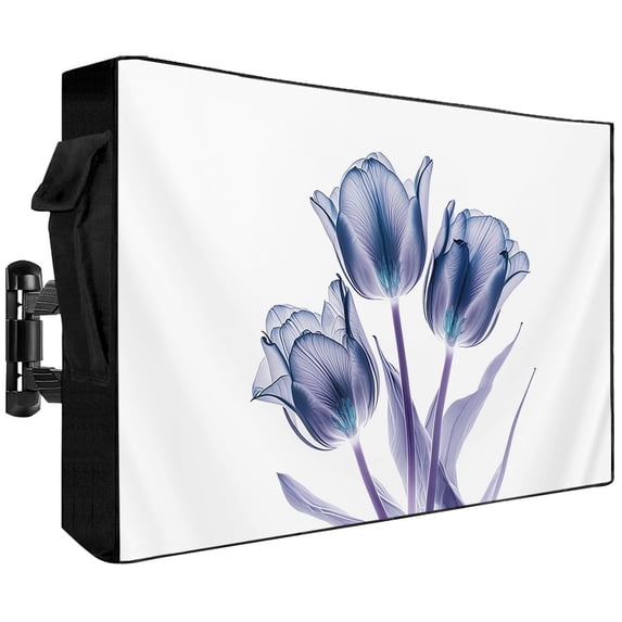 Abstract Blue Outdoor TV Cover 60 to 65 inch Tulip Ray White Texture ...