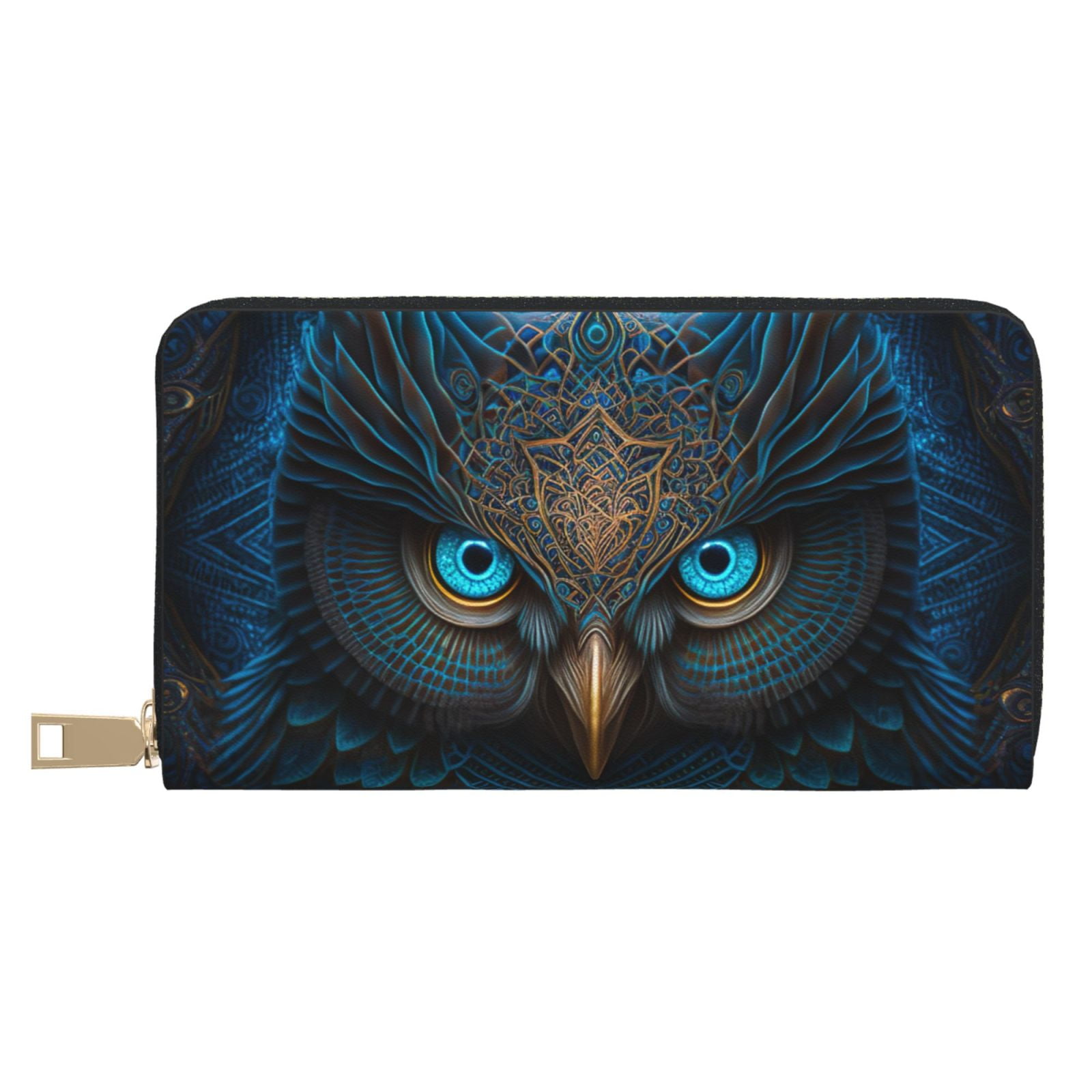 Abstract Blue Owl Wallet Women, Leather Bifold Multi Card Wallet, Women ...