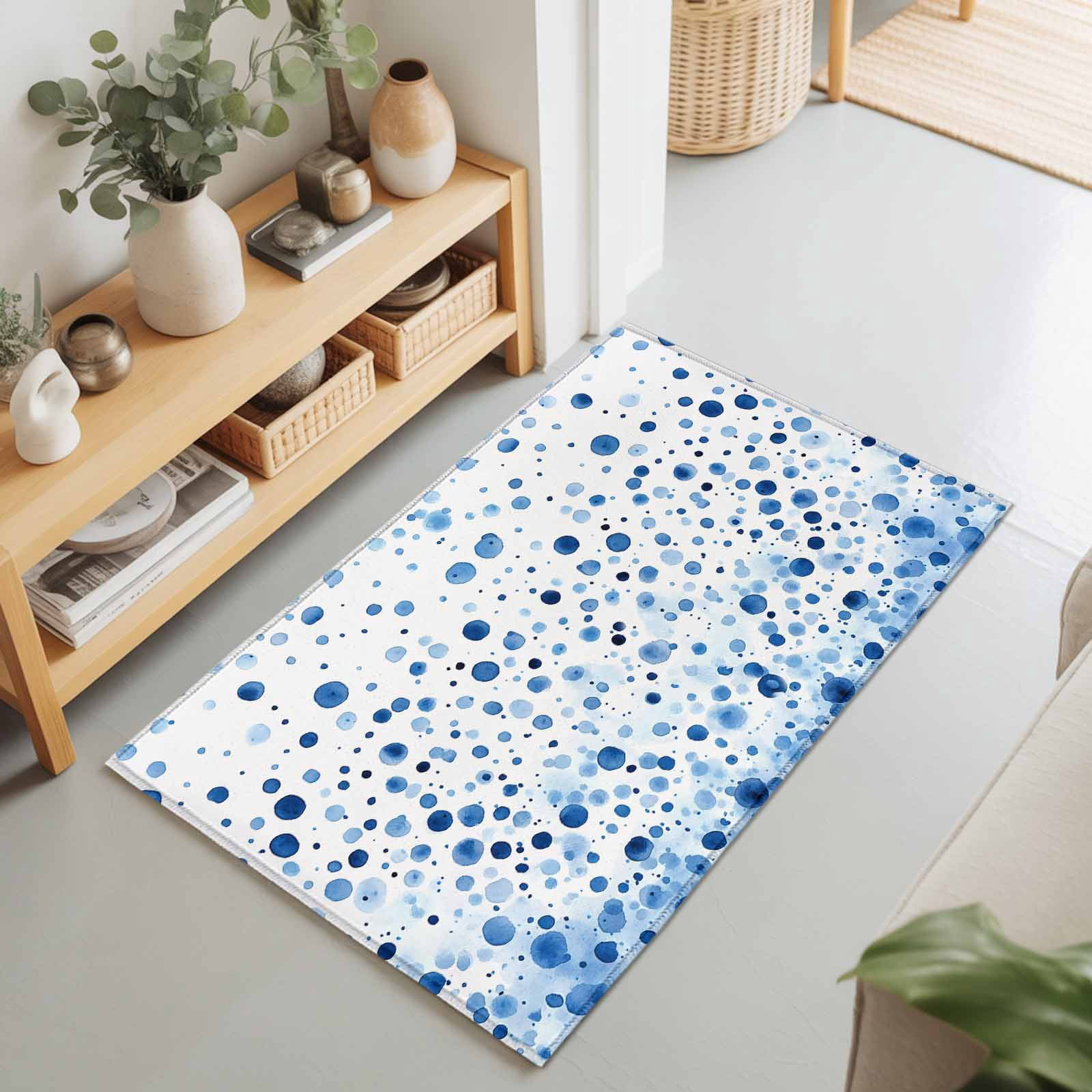 Abstract Blue Polka Dot Texture Rectangle Rug 2'x3' Watercolor Gradient ...