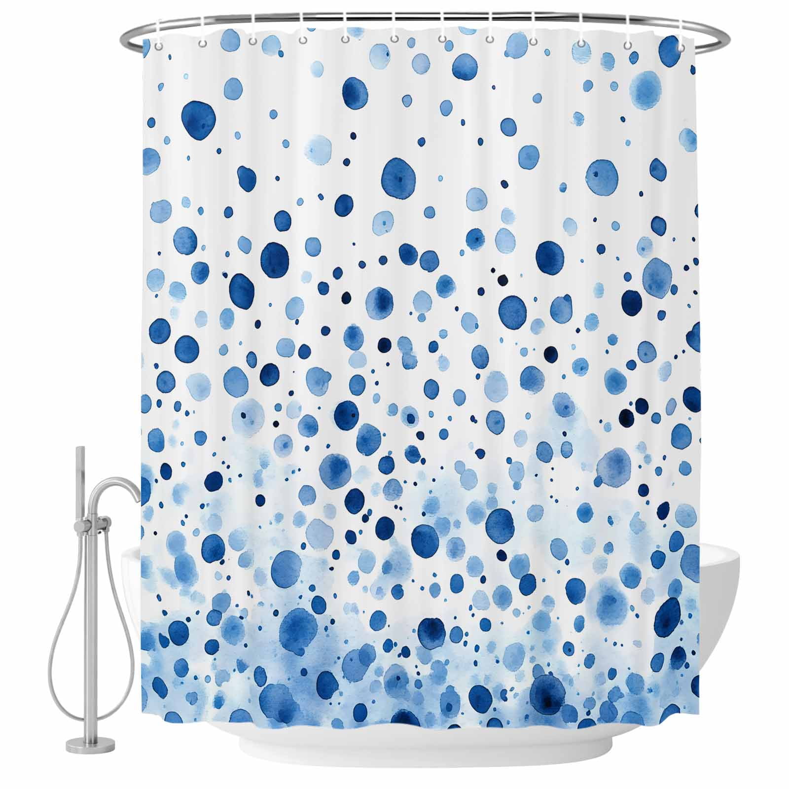 Abstract Blue Polka Dot Texture Shower Curtain with Rustproof Grommets ...