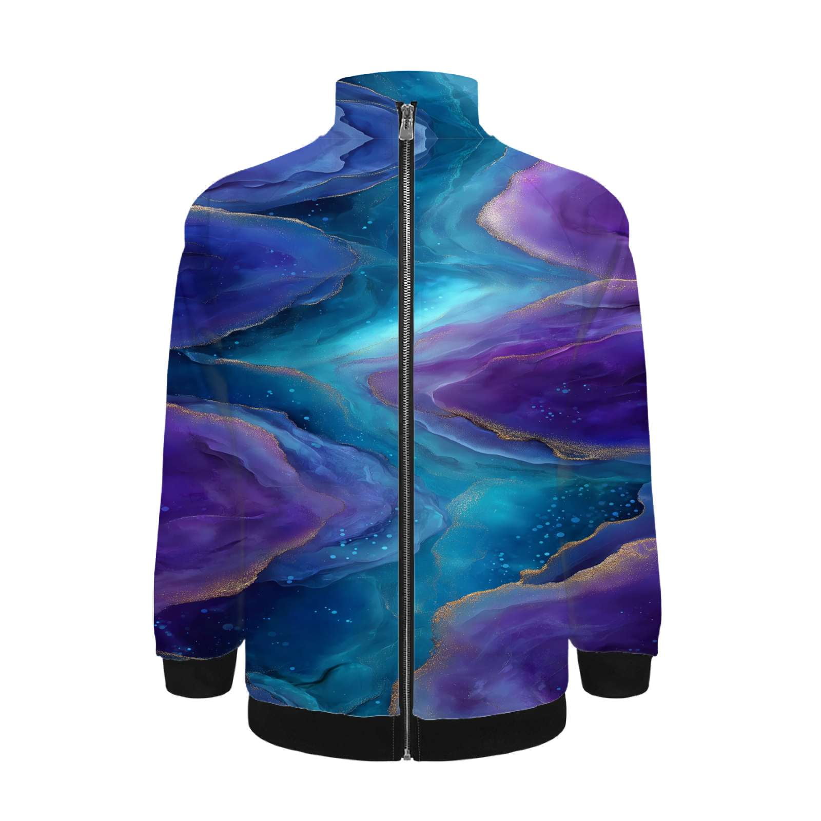 Abstract Blue Purple Marble Glitter Jacket Men's Street Cool Long ...