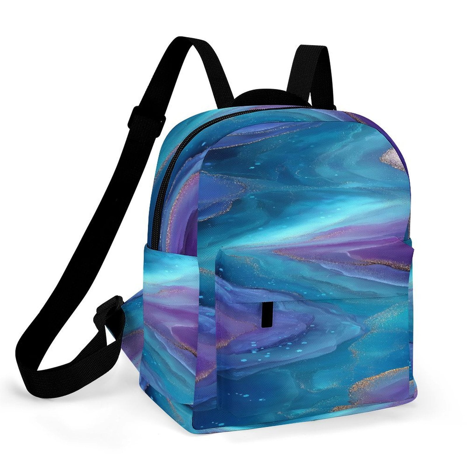 Abstract Blue Purple Marble Glitter Small Backpack Cute Mini Backpacks ...