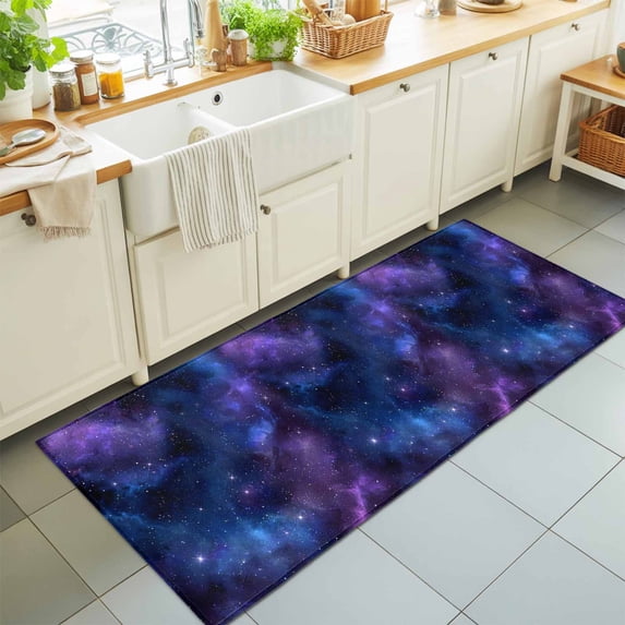 Abstract Blue Purple Starry Sky Rectangle Rug 2'x6' Modern Stars Milky ...