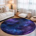 Abstract Blue Purple Starry Sky Round Rug 5ft Modern Stars Milky Way ...