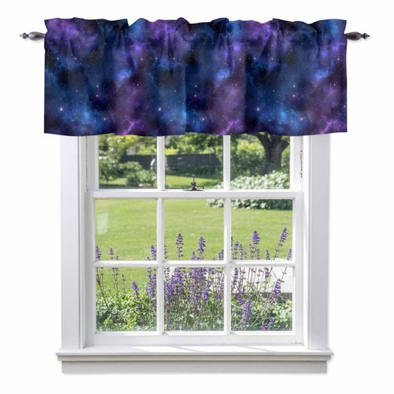 Abstract Blue Purple Starry Sky Valances for Windows,Rod Pocket Valance ...