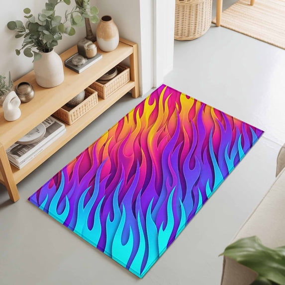 Abstract Blue Purple Stripe Rectangle Rug 2'x3' Modern Street Art ...