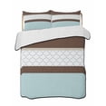 Abstract Blue Quilts Bedding Set King Size Brown Stripes Moroccan ...