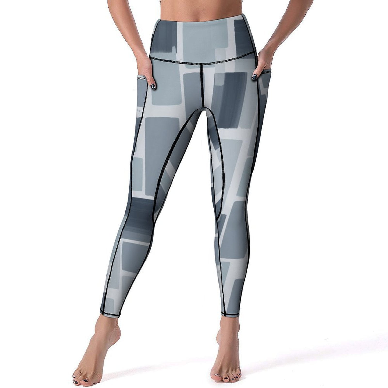 Abstract Blue Rectangle Pattern Leggings Legging Gym Gym Pants Gym ...