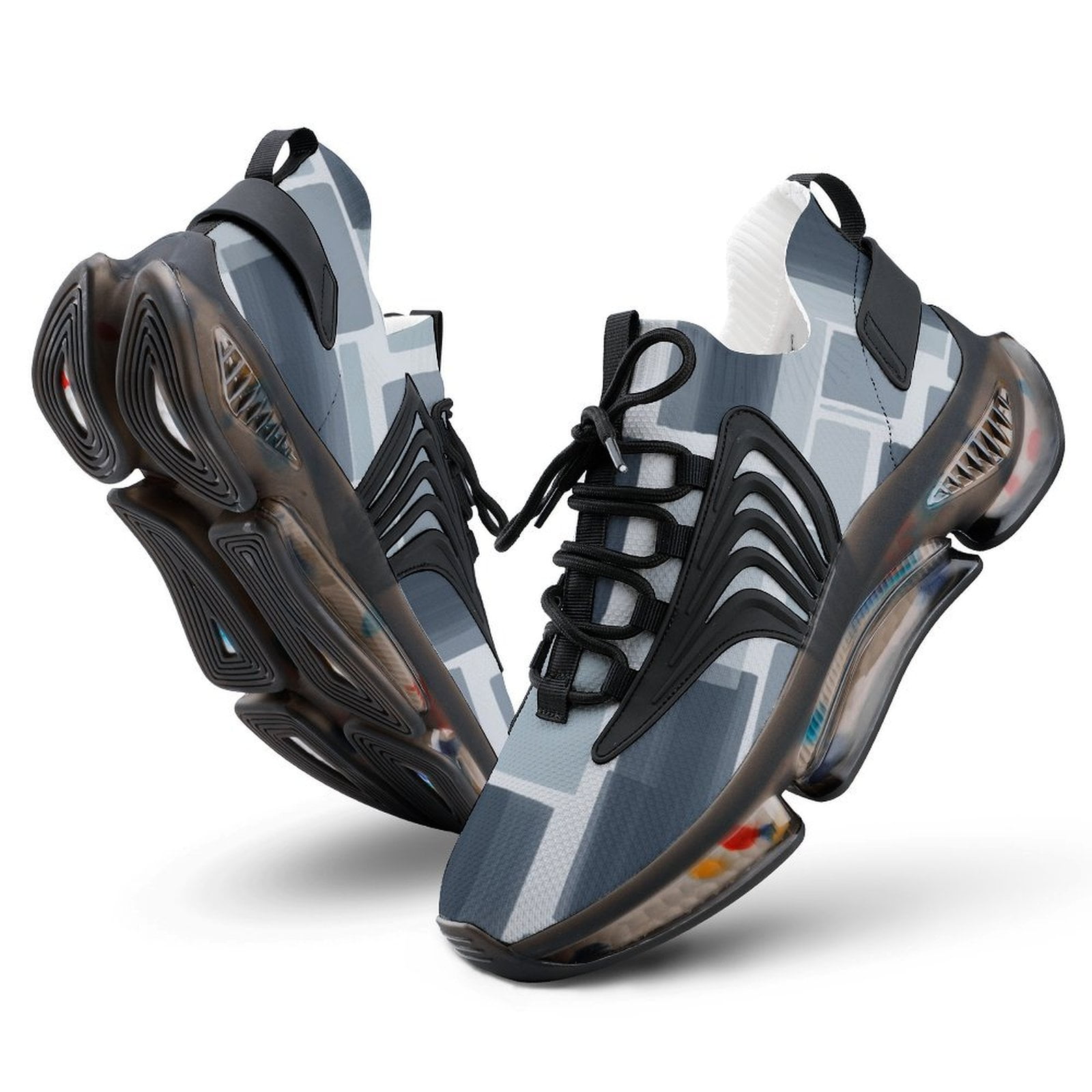 Abstract Blue Rectangle Pattern Walking Shoes for Men Woman Lightweight ...