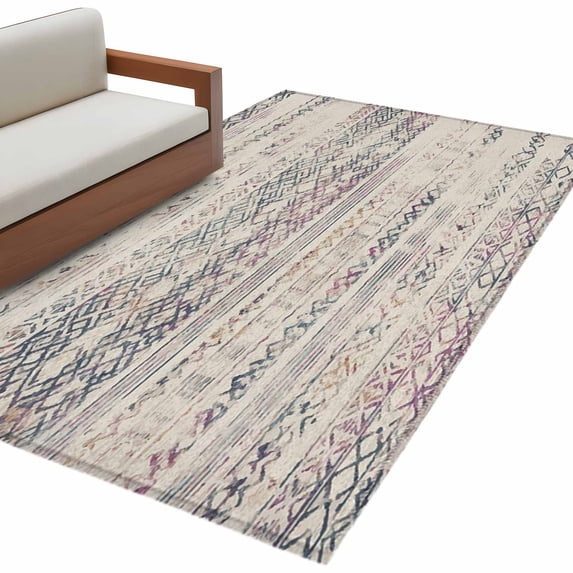 Abstract Blue Red Ethnic Kitchen Runner Rug 2.7x5 Washable Runners for ...