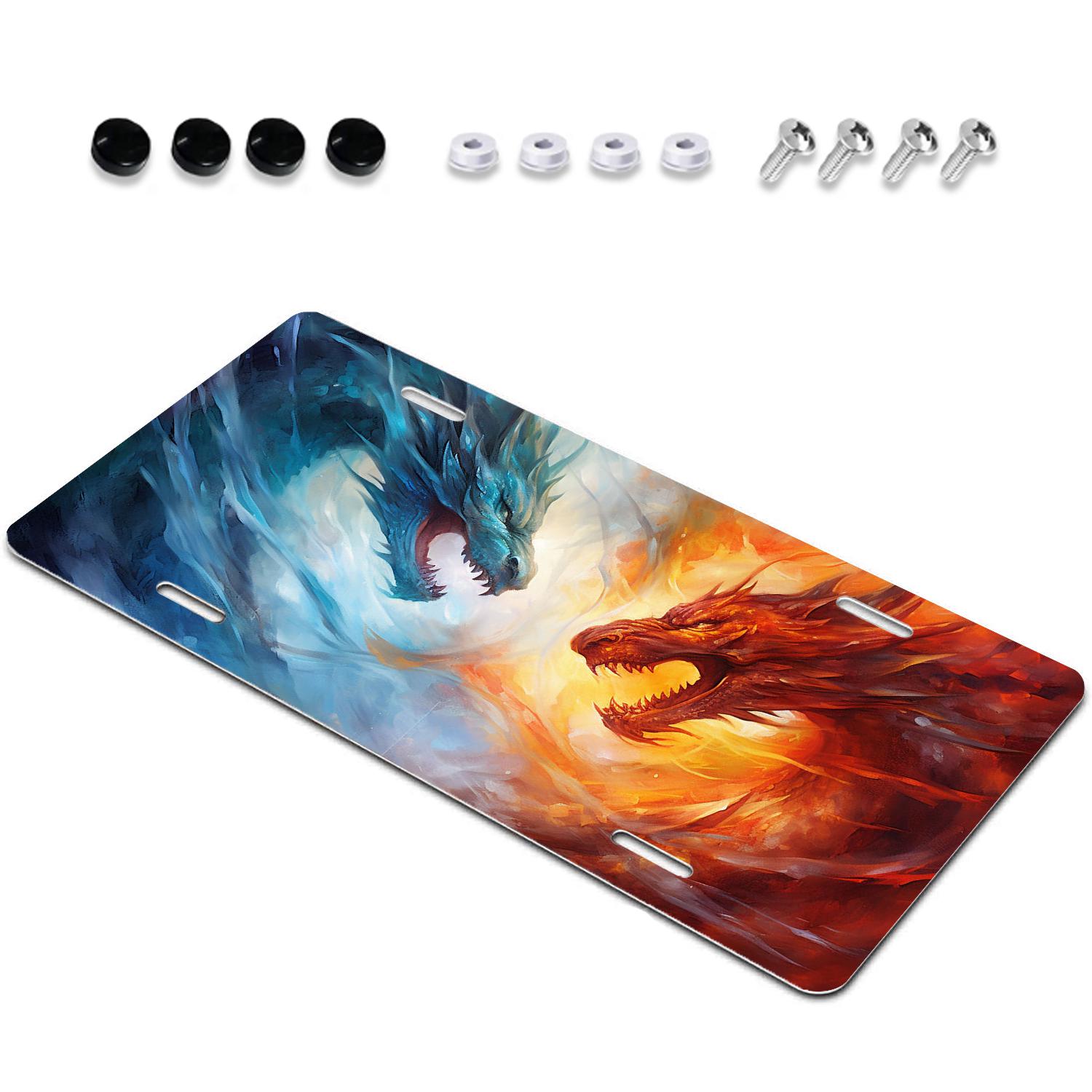 Abstract Blue Red Fiery Dragons design Plate Cover, Decorative Aluminum ...