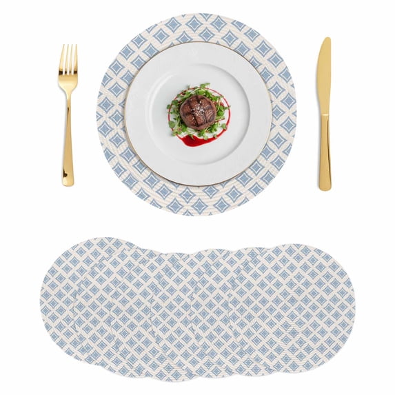 Abstract Blue Round 15 Inch Placemats Set of 6, Modern Contemporary Art ...