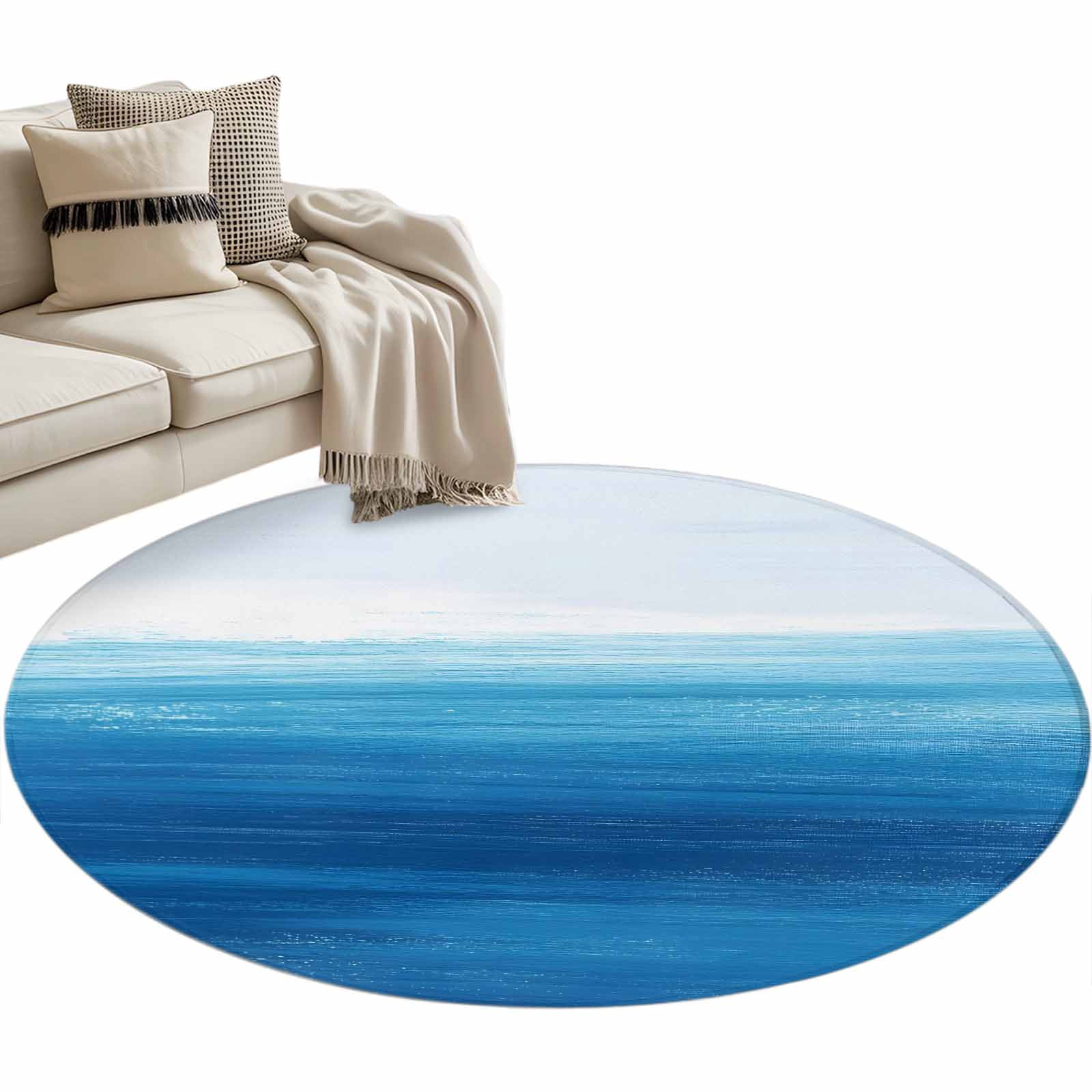 Abstract Blue Round Area Rug 3ft Sea Gradient Tranquility Ocean Sky ...