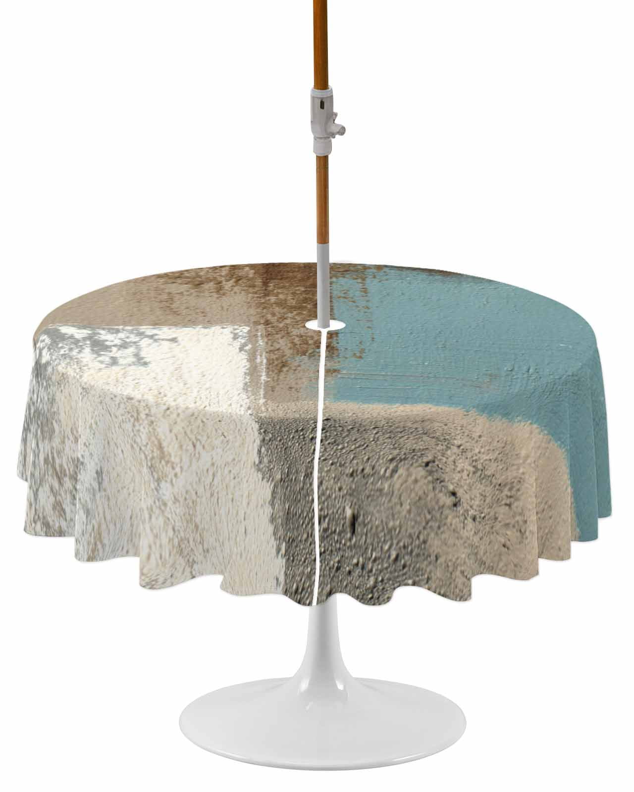 Abstract Blue Round Outdoor Tablecloth, Waterproof Table Cloth Cover ...