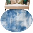 Abstract Blue Round Rug 5ft Washable Circle Kitchen Rugs Non Slip ...