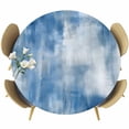 Abstract Blue Round Tablecloth 55-60 Inch Round Fitted Table Cloth with ...