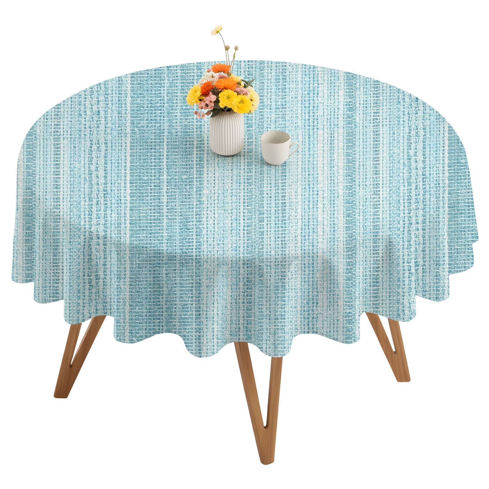 Abstract Blue Round Tablecloth 60 inches Rustic Farmhouse Minimalist ...