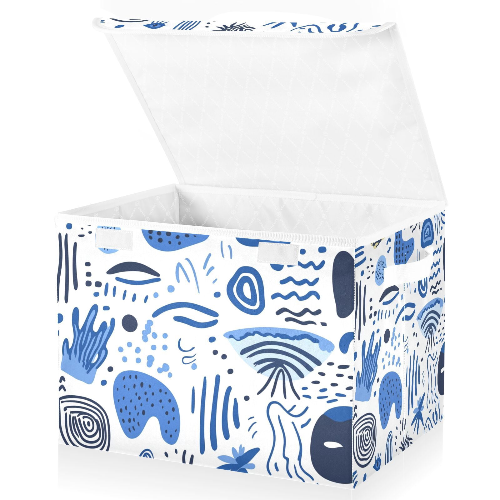 Abstract Blue Shapes Doodles Storage Basket for Shelves Foldable ...