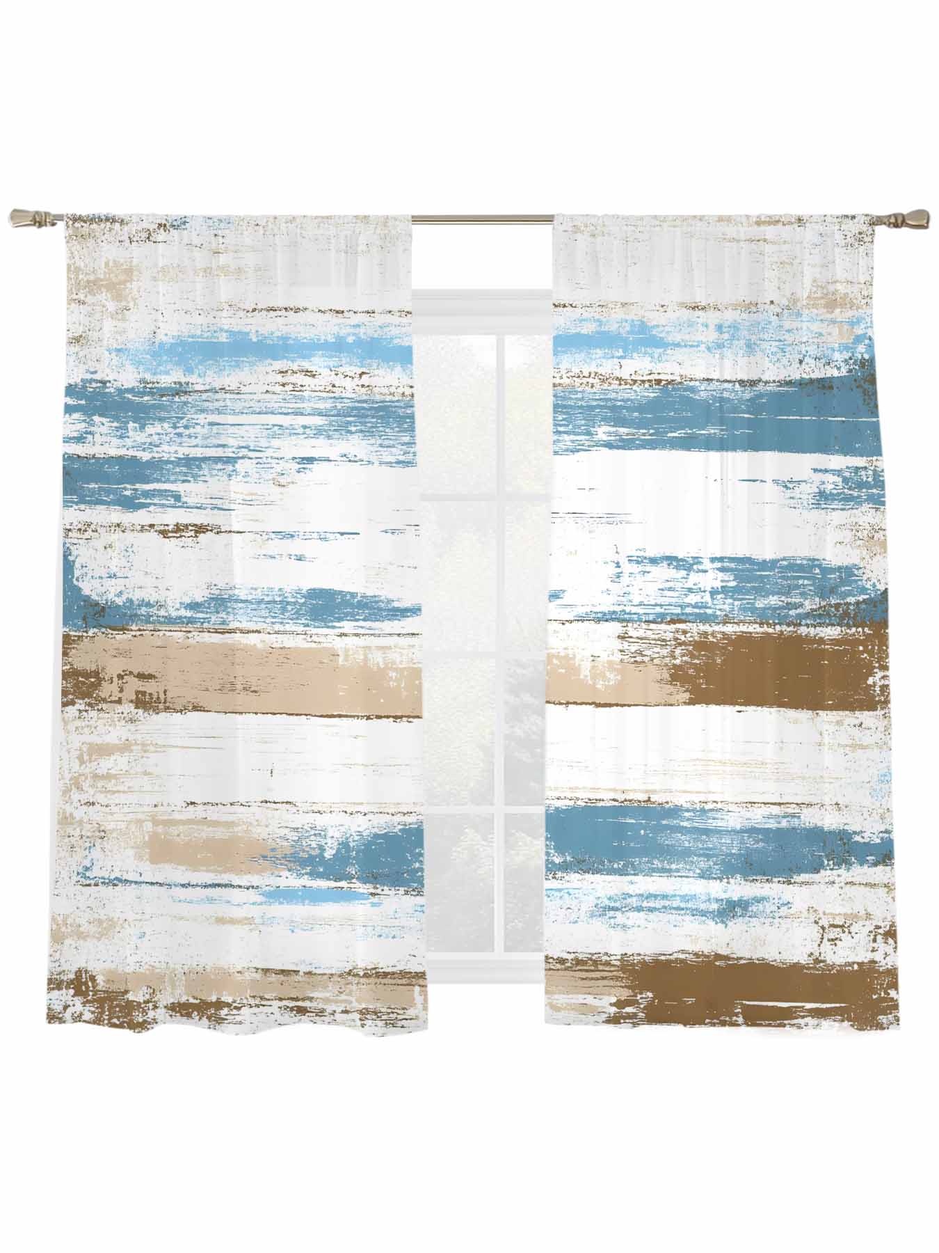 Abstract Blue Sheer Curtains for Living Room Bedroom, Light-filtering ...