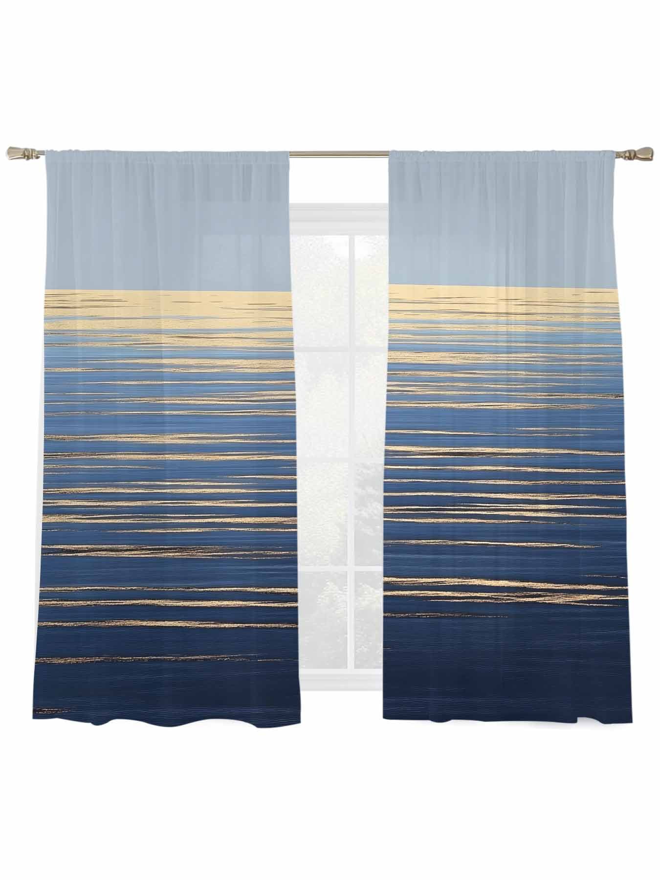 Abstract Blue Sheer Curtains for Living Room Bedroom, Light-filtering ...