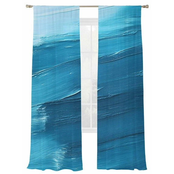 Abstract Blue Sheer Curtains for Living Room Bedroom, Light-filtering ...