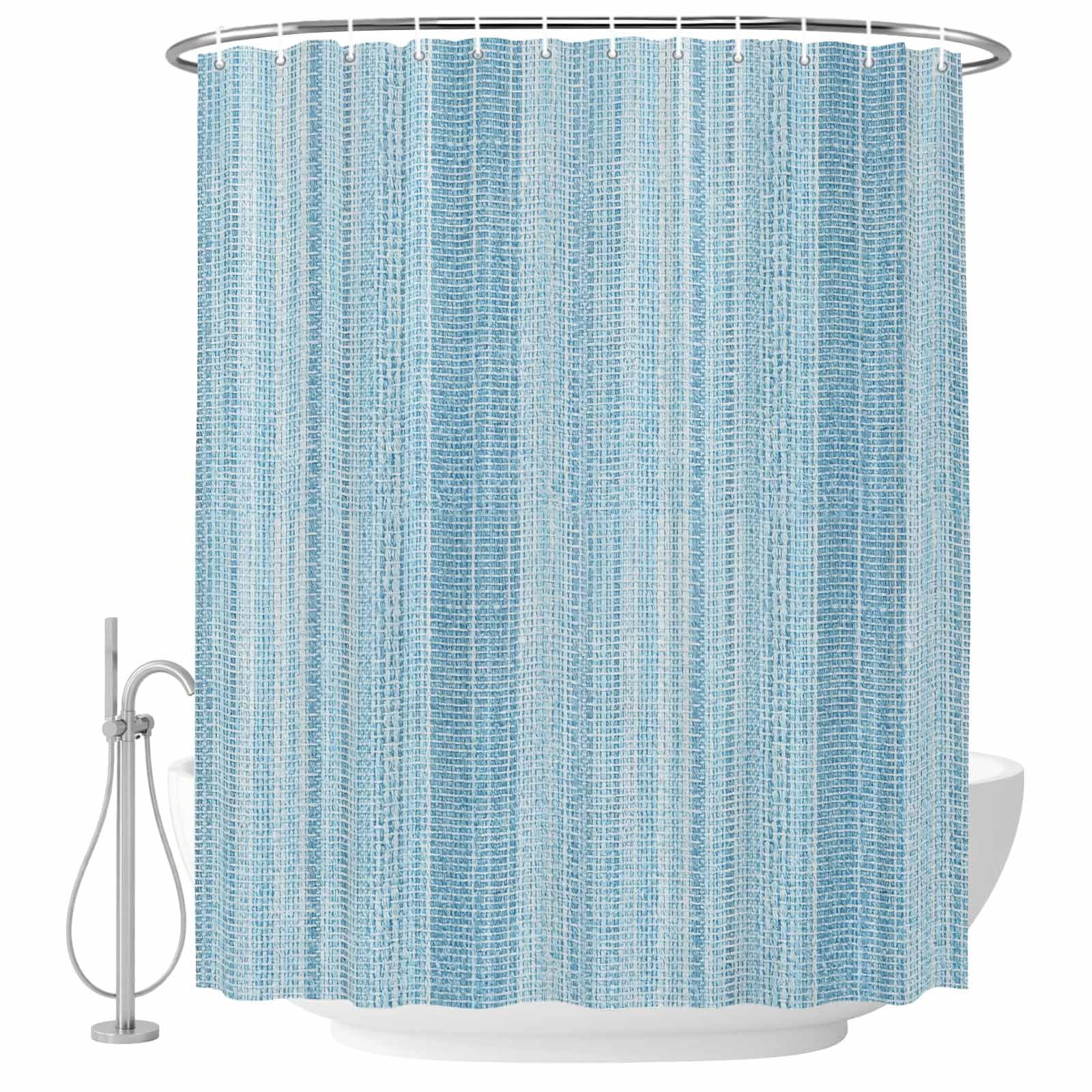Abstract Blue Shower Curtain Set with Hooks, Rustic Farmhouse ...