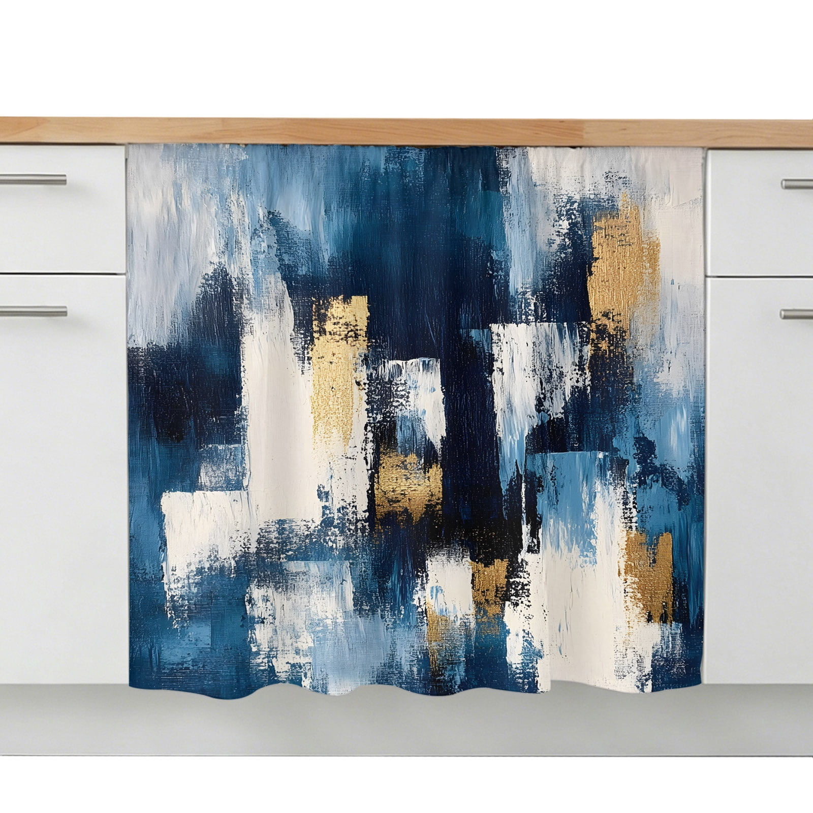 Abstract Blue Sink Skirt 11"W x 13"L,Dustproof Under Sink Curtain Skirt ...