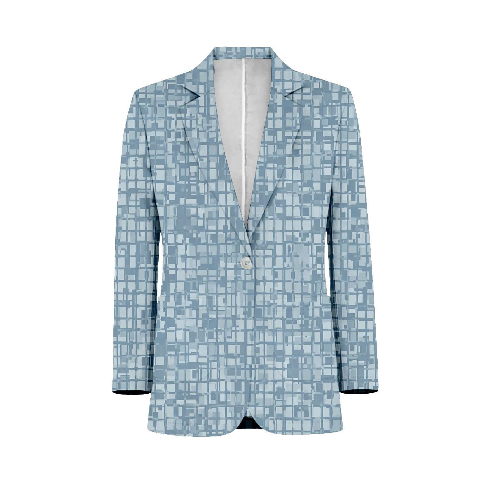Abstract Blue Square Grid Pattern Mens Suits Shawl Collar Slim Fit Suit ...