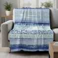 Abstract Blue Stripe Fleece Throw Blanket Navy Stripes Sequins ...
