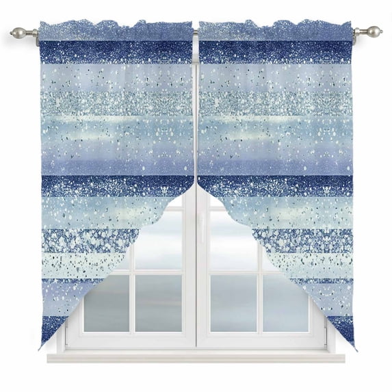 Abstract Blue Stripe Swag Curtain Valance for Window 2 Panels Navy ...
