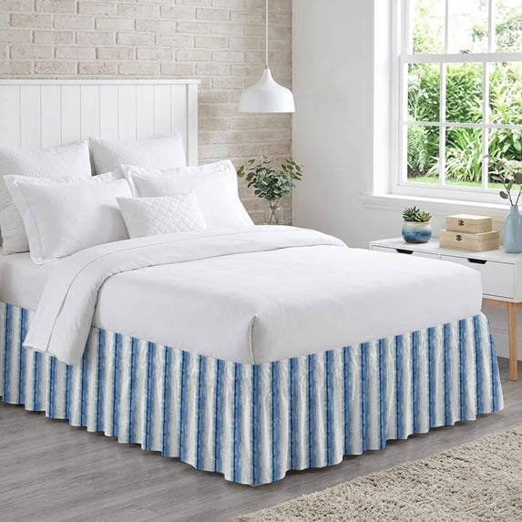 Abstract Blue Stripes Bed Skirt Queen Size 18 Inch Drop, Minimalist ...