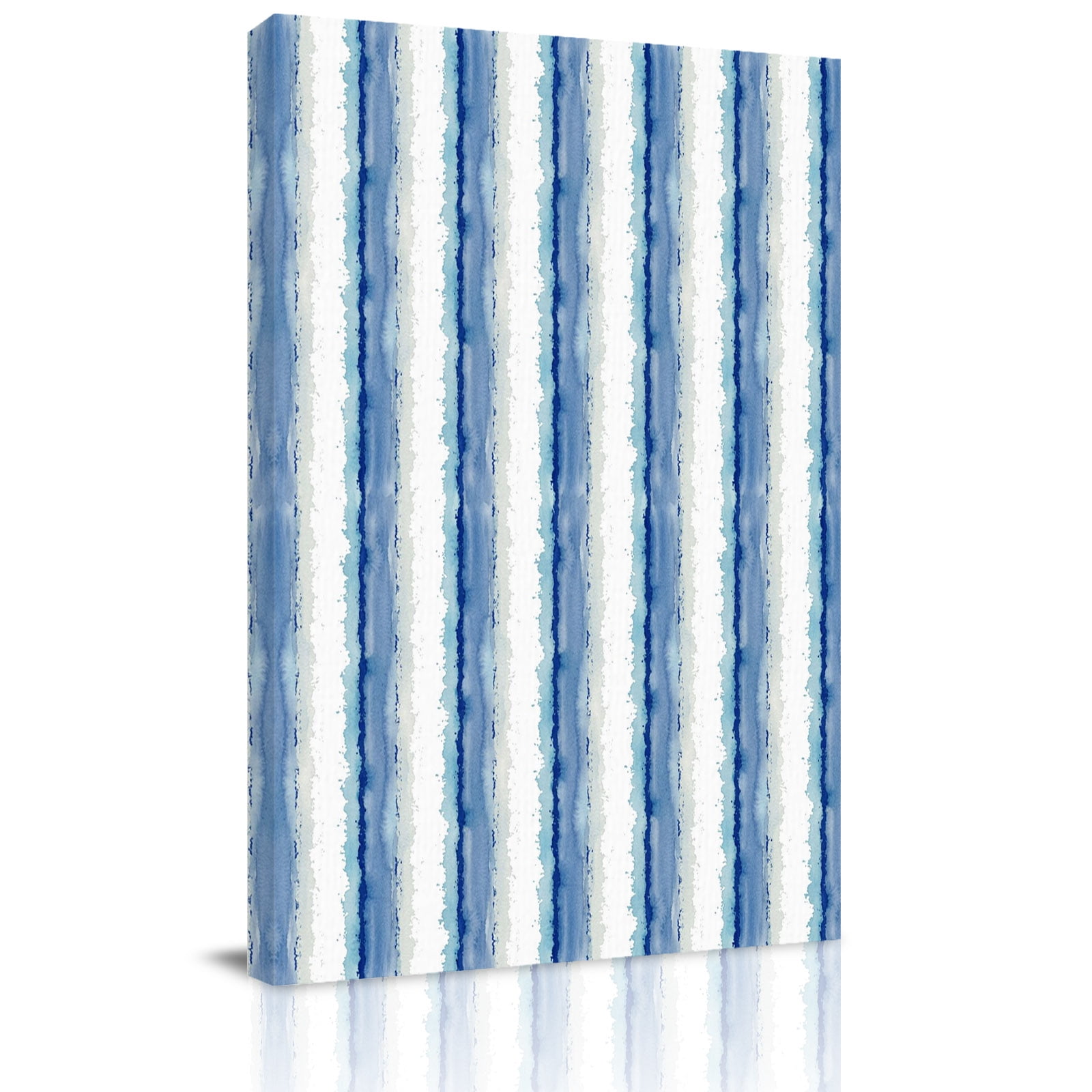 Abstract Blue Stripes Canvas Wall Art for Living Room, Minimalist Faded ...