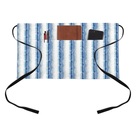 Abstract Blue Stripes Half Waist Apron Minimalist Faded Denim Striped ...