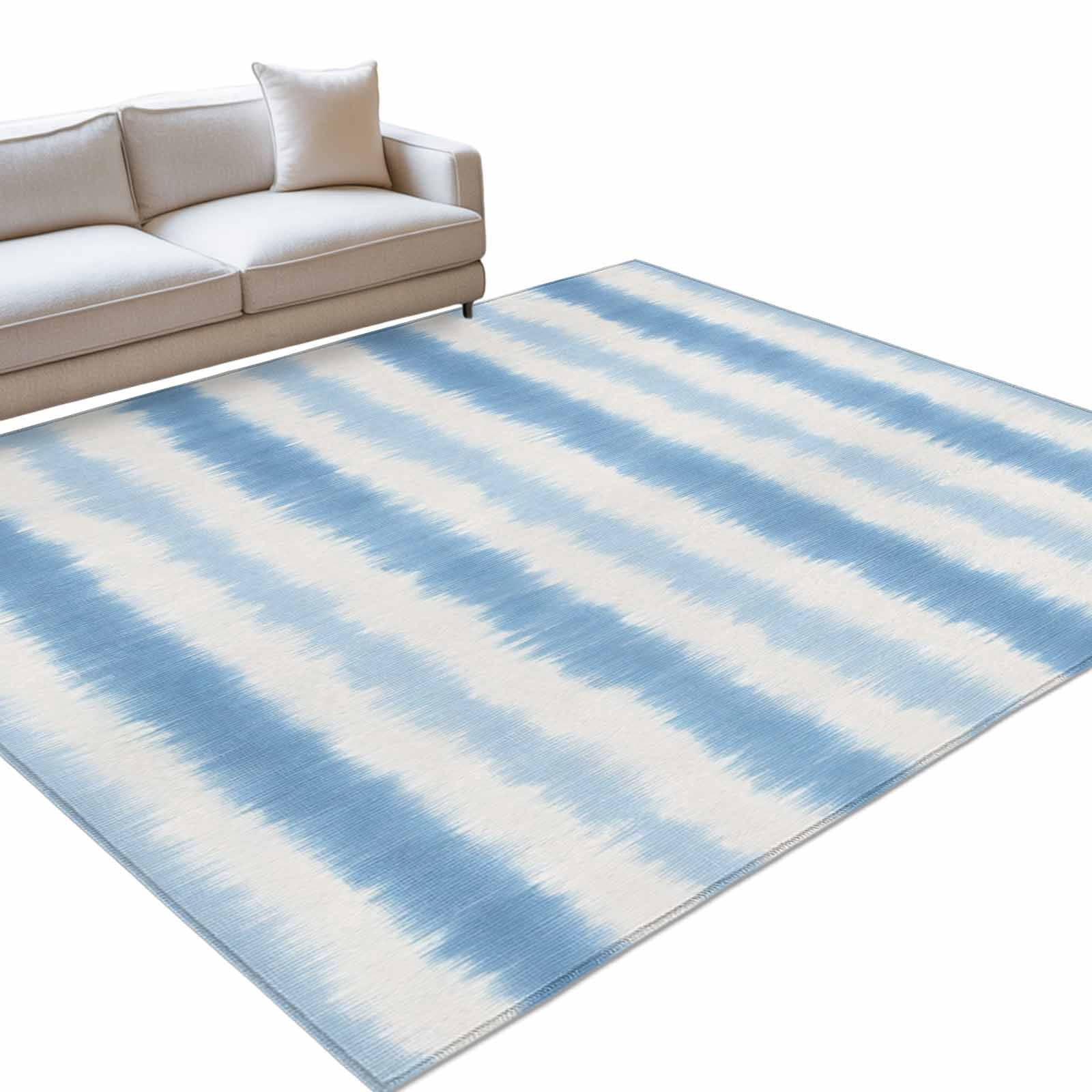 Abstract Blue Stripes Large Area Rugs 6x9ft Rustic Watercolor Denim ...