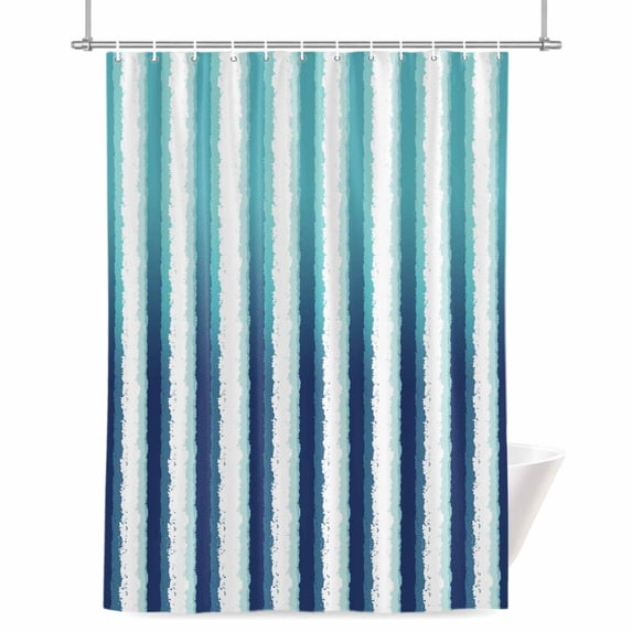 Abstract Blue Stripes Shower Curtain, Minimalist Navy Blue Striped ...